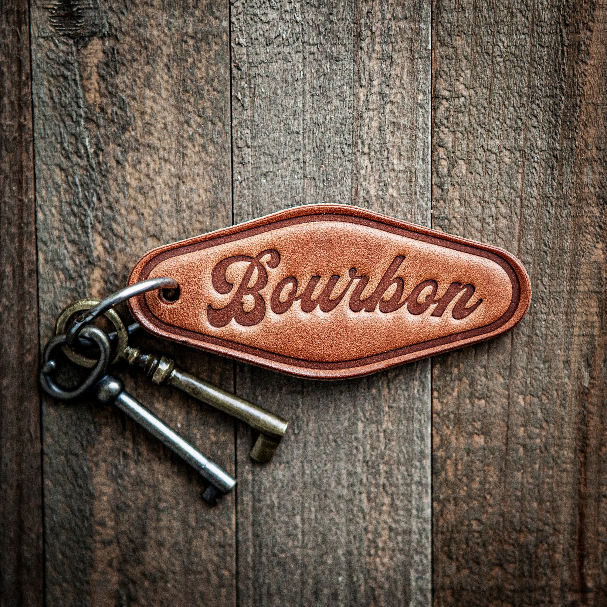 Bourbon Script Keychain Motel Style – Sugarhouse Leather