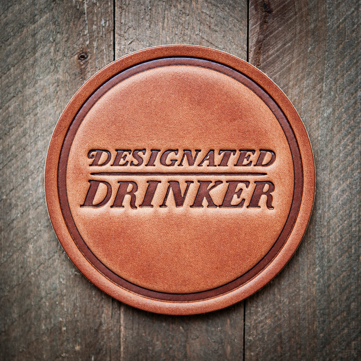 Designated Drinker Leather Coaster – Sugarhouse Leather